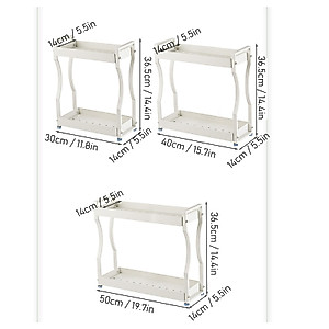 Cabinet Storage Shelf Rack, Stainless Steel Counter Shelf Organizer Dual Later Under Sink Organizer Kitchen Counter Shelves Easy Installation Cabinet Shelf with Handle (50cm /