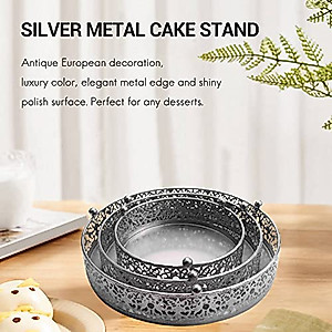 Nvanvmm 3 Pieces Cake Stands Set Round Cupcake Stands Set Iron Wedding Brithday Party Celebration Dessert Display Plates Silver, Gold,silver