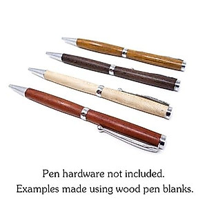 Exotic Wood Pen Blanks 24-Pack: Bloodwood, Mexican Ebony, Jatoba, Hard Maple, 6 of Each Wood Type, 5 x 3/4 x 3/4 inches