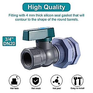 Rain Barrel Diverter Kit, Water Barrel Spigot 3/4 PVC Fittings Ball Valve with Hose Faucet Adapter for Water Tanks, Aquariums, Tubs, Pools, Garden Barrels