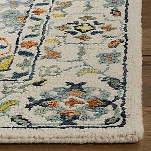 SAFAVIEH Aspen Collection Area Rug - 6' x 9', Ivory & Blue, Handmade Boho Wool, Ideal for High Traffic Areas in Living Room, Bedroom (APN310A)