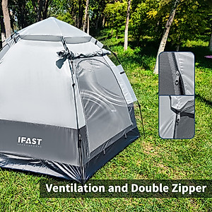 3 Person Outdoor Pop Up Camping Tent with Rainfly Durable Waterproof Windproof Portable Camping Shelter Easy Set Up Family Automatic Instant Tent with Carrying Bag for Hiking Climbing Travel