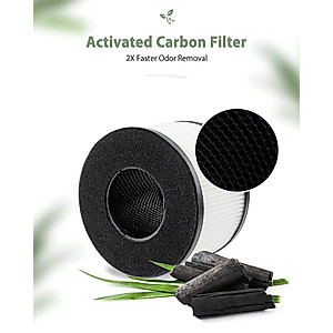 BS-03 Filter Replacement Compatible with PARTU and Slevoo BS-03 Air Purifier, H13 True HEPA and Activated Carbon Filter, Part# U & X, 2 Pack