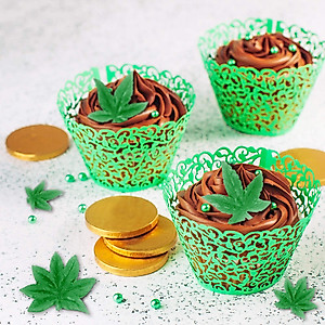 2 Pieces Weed Leaf Cake Fondant Mold Pot Leaves Silicone Mold for Weed Leaf Theme Cake Decoration, Chocolate Candy Polymer Clay Cookie Sugar Craft (Gray)