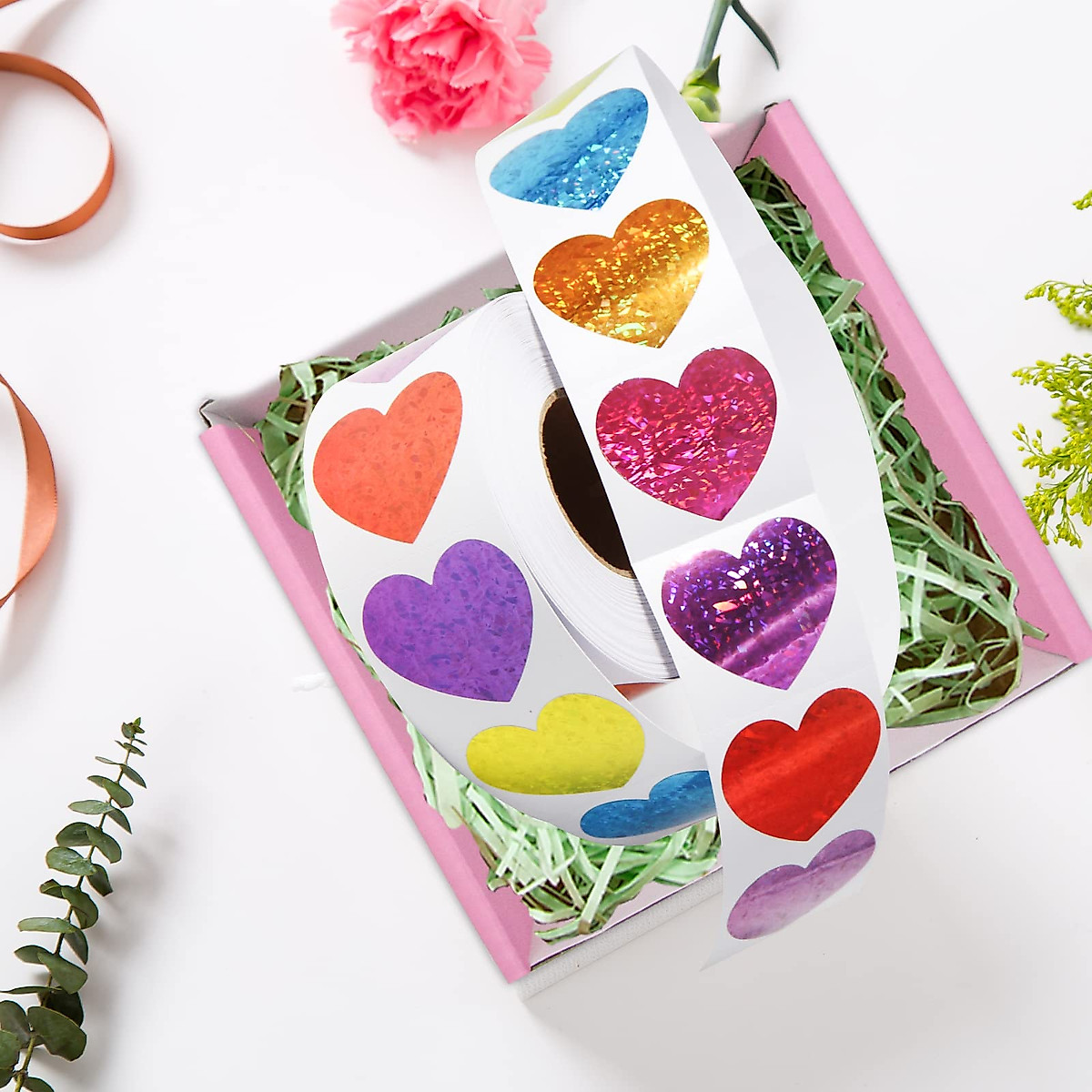 Glitter Valentine's Day Heart Stickers for Envelopes 500pcs Valentine Stickers Decorative Love Stickers Holiday Decorations Wedding Supplies