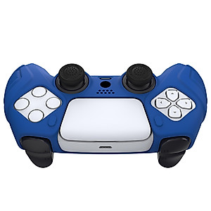 PlayVital Raging Warrior Edition Controller Protective Case Cover for PS5, Anti-Slip Rubber Protector for PS5 Wireless Controller, Soft Silicone Skin for PS5 Controller with Thumbstick Caps - Blue