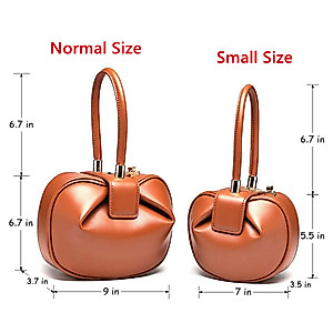 Mn&Sue Fashion Designer Women's Genuine Leather Top Handle Handbag Evening Bag Party Prom Wedding Purse (Normal, Brown)