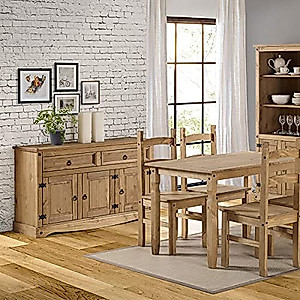 Furniture Dash Solid Wood Storage Cabinet 51.9" W, 16.9" D, 31.7" H - Sideboard Buffet with 3 Doors & 2 Drawers, Ideal for Living Room, Kitchen, Dining Room & Hallway - Antique Brown