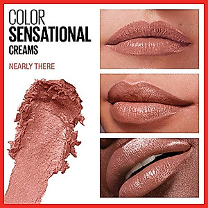 Maybelline Color Sensational Lipstick, Lip Makeup, Cream Finish, Hydrating Lipstick, Nearly There, Nude,1 Count