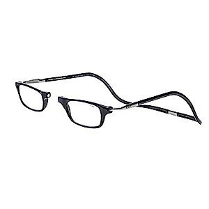 Clic Magnetic Reading Glasses, Adjustable Temple Computer Readers, Original Expandable, (M-XL, Black, 2.00 Magnification)