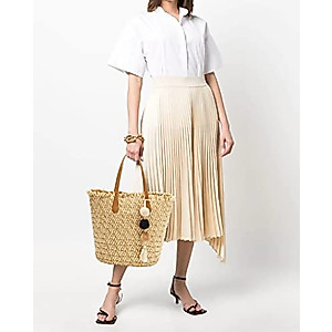 Beach Straw Bag Large Tote Bags for Women, Handmade Summer Purse Handbag L Beach Bags