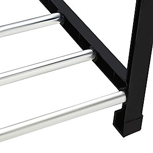 OKJHFD 3 Tier Aluminum Shoe Rack Standing Shoe Organizer Shoe Storage Cabinet Entryway Bathroom Hallway Living Room (Black)(Size 4)