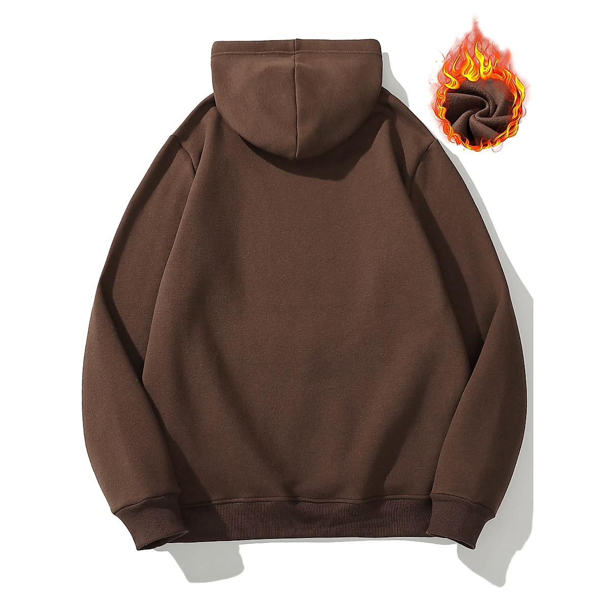 SHENHE Men's Bear Embroidery Long Sleeve Thermal Hooded Sweatshirt Hoodie Tops Coffee Brown XL