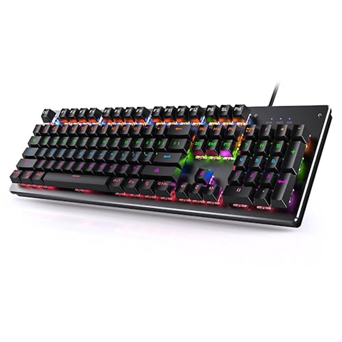 HAMIO Mechanical Gaming Keyboard with 9 RGB LED Rainbow Backlit 100% Anti-ghosting Keyboard with Blue Switches for Windows PC/MAC Games (Back（Square keycap）)