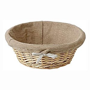 Matfer Wicker Basket Round Linen Lined 8 3/4"