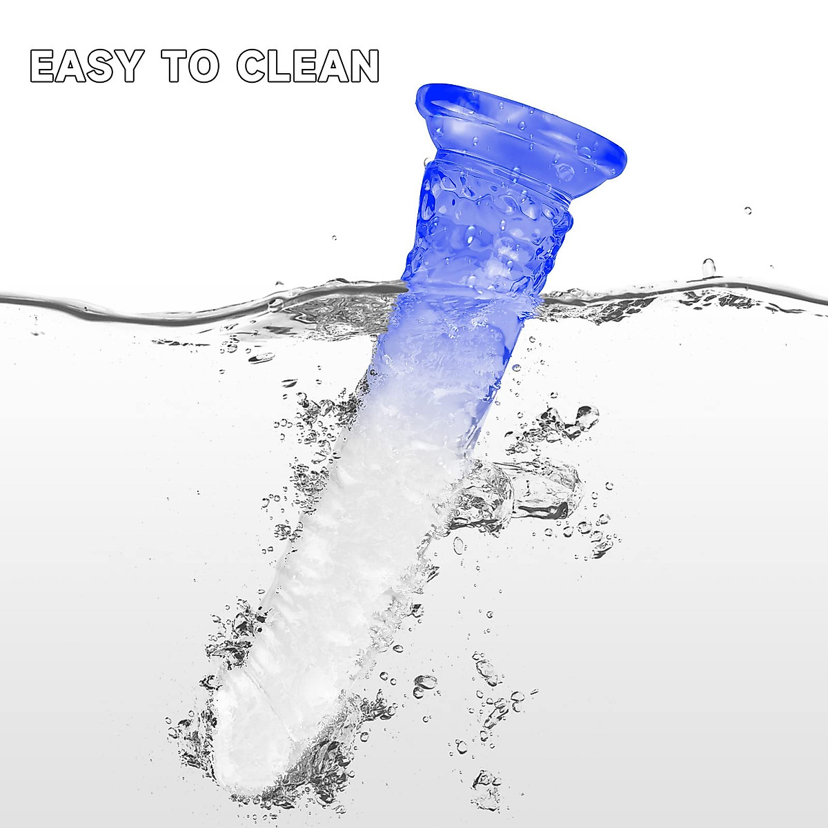 7.7 Inch Realistic Dildo, Clear Silicone Blue G-Spot Stimulation Adult Toy, Soft Jelly with Strong Suction Cup, Giant Anal Toy, Suitable for Women/Men/Gay