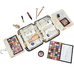 FINDCOZY Toiletry Bag Travel Bag with Hanging Hook, Cosmetic Bag, Travel Makeup Organizer for Women, Black