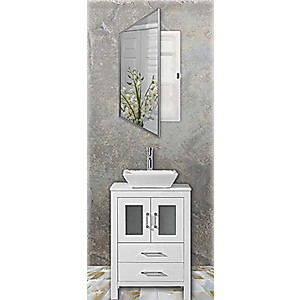 Mirrors and More 16" x 22" Medicine Cabinets for Bathroom with Mirror - Bright Steel Framed, Recessed, Modern Home Décor, Bright Steel, Adjustable Shelves