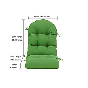QILLOWAY Indoor/Outdoor High Back Chair Cushion for Adirondack,Spring/Summer Seasonal All Weather Replacement Rocking Chair Cushions. (1 Piece, Green)