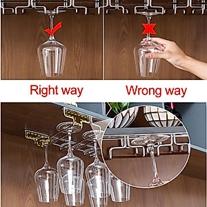 V3VOGUE Steel Under Cabinet Wine Glass Holder Rack, Stemware Holder, 3/4/5/6/7/8 Row Glasses Storage Hanger, Hanging Champagne Goblets Holders, with Screws (Row : 6Row, Size : Width: 28cm)