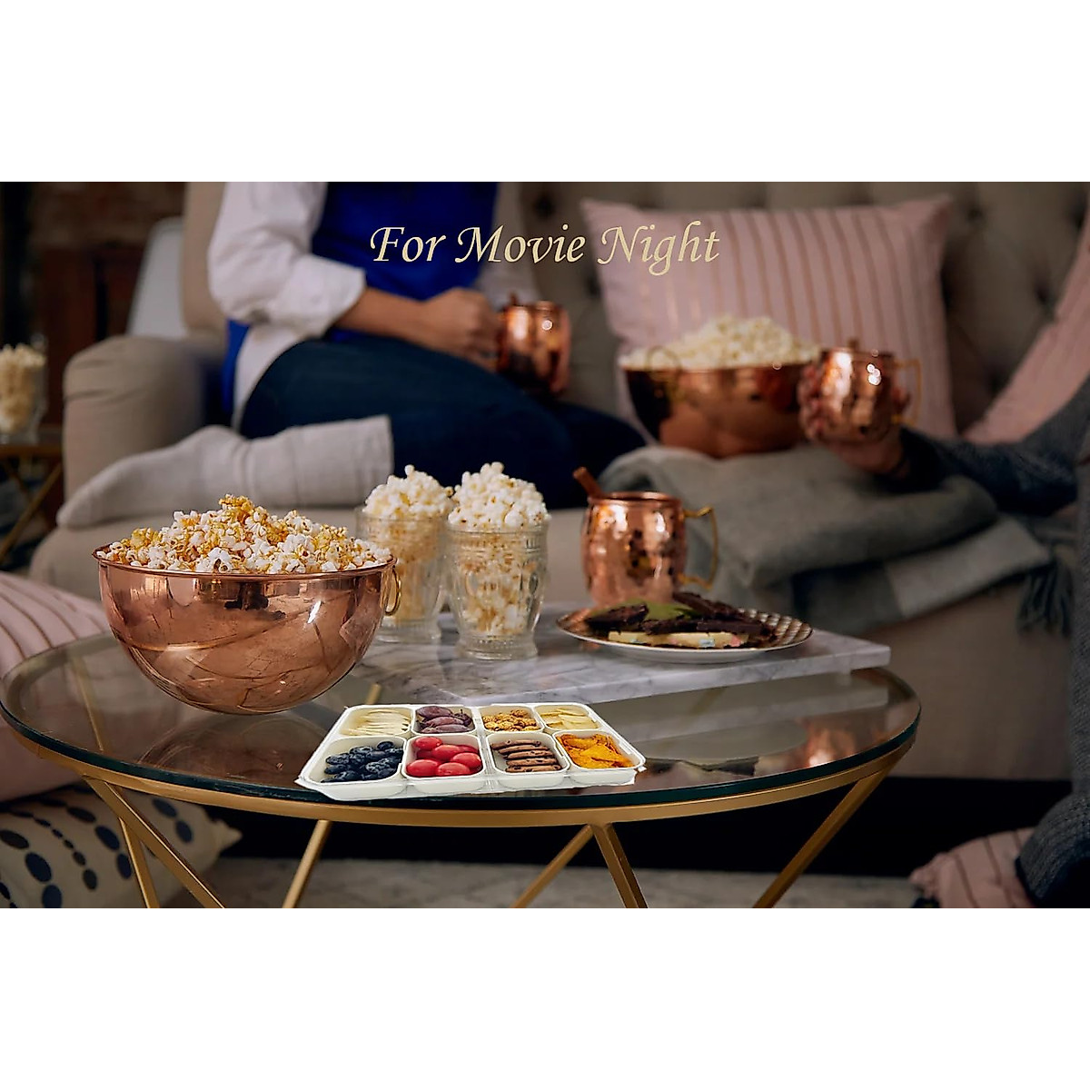 ZEENING Divided Clear Snack Box Serving Tray with Lid & Handle, Snackle Box Charcuterie Board Container Storage Organizer for Fruit, Candy, Veggie, Nuts & Snacks, Perfect for Party, Travel, & Picnic