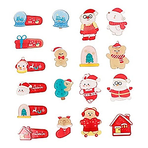 Kisangel 18pcs Holiday Snowman Clip Xmas Man Party Stuffers Clips Gingerbread Pins Santa Farmhouse Barrettes Cute Cartoon Clasp Head Women Rabbit Stocking Duckbill Pin Barrette Grip