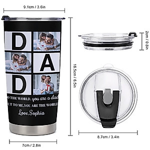 Personalized Picture Travel Tumbler for Dad Gift on Father's Day from Daughter Son Custom Coffee Mug with Text Photo Cup