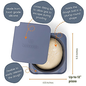 Babadoh Pizza Dough Proofing Silicone Containers with Lids | Pizza Making Accessories | Set of 6 | Multi Blue (2 Dough, 2 Smoke, 2 Steel) | Original Size (make 12" Pizzas)