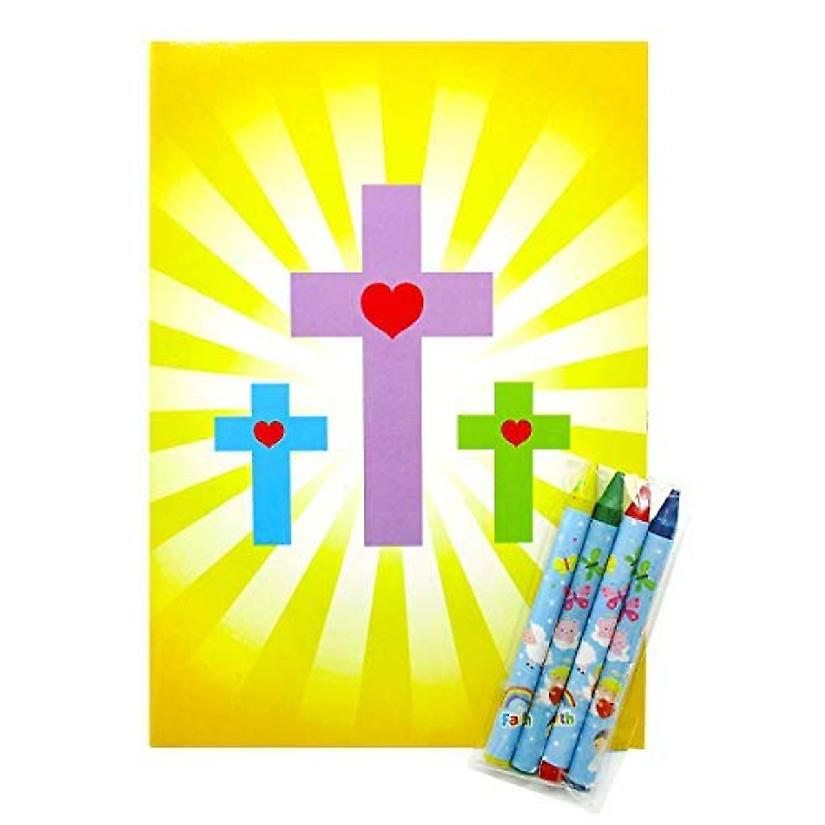 Tiny Mills Christian Religious Coloring Book Set for Kids with 12 Coloring Books and 48 Crayons Favor Bag Filler Sunday School VBS Rewards Basket Fillers Church Carnivals