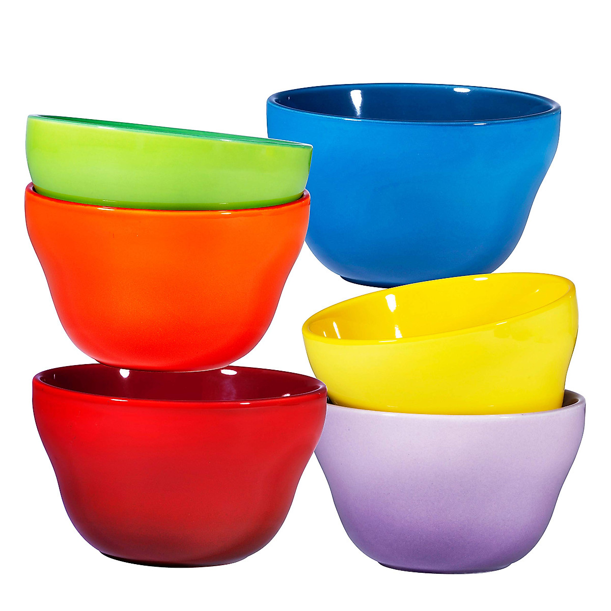 Bruntmor 8 oz Porcelain Bowls Set of 6 - for Ice Cream, Dessert, Soup, Small Side Dishes, Salad, Cereal, Rice - Microwave, Dishwasher and Oven Safe - Gradient Colors
