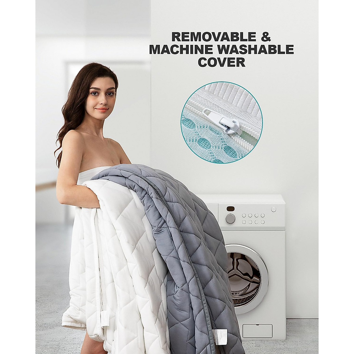 3 Inch Gel Memory Foam Mattress Topper Twin 99x190 cm, Japanese Floor Futon Mattress with Removable Knitted Cotton Cover for Back Pain Pressure Relief, CertiPUR-US and Oeko-TEX Certified, White