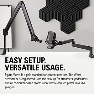 Elgato Wave:3 - Premium Studio Quality USB Condenser Microphone for Streaming, Podcast, Gaming and Home Office, Free Mixer Software, Sound Effect Plugins, Anti-Distortion, Plug ’n Play, for Mac, PC