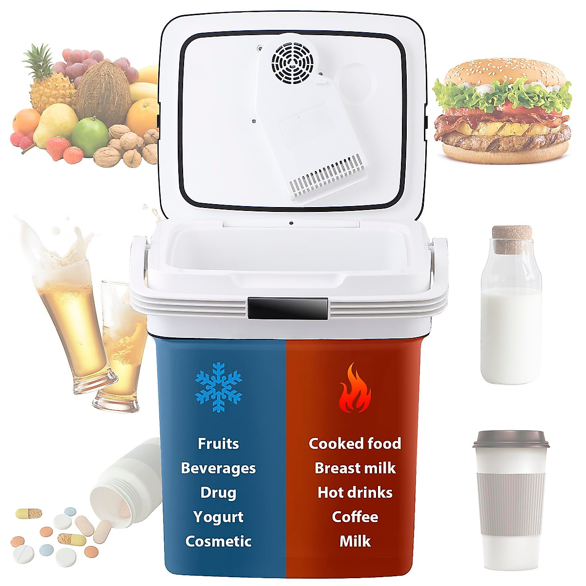 ZENY Mini Fridge Electric Cooler and Warmer for Car- 12V DC Car Refrigerator with Automatic Locking Handle, 28 Quart Portable Car Fridge for Travel and Camping