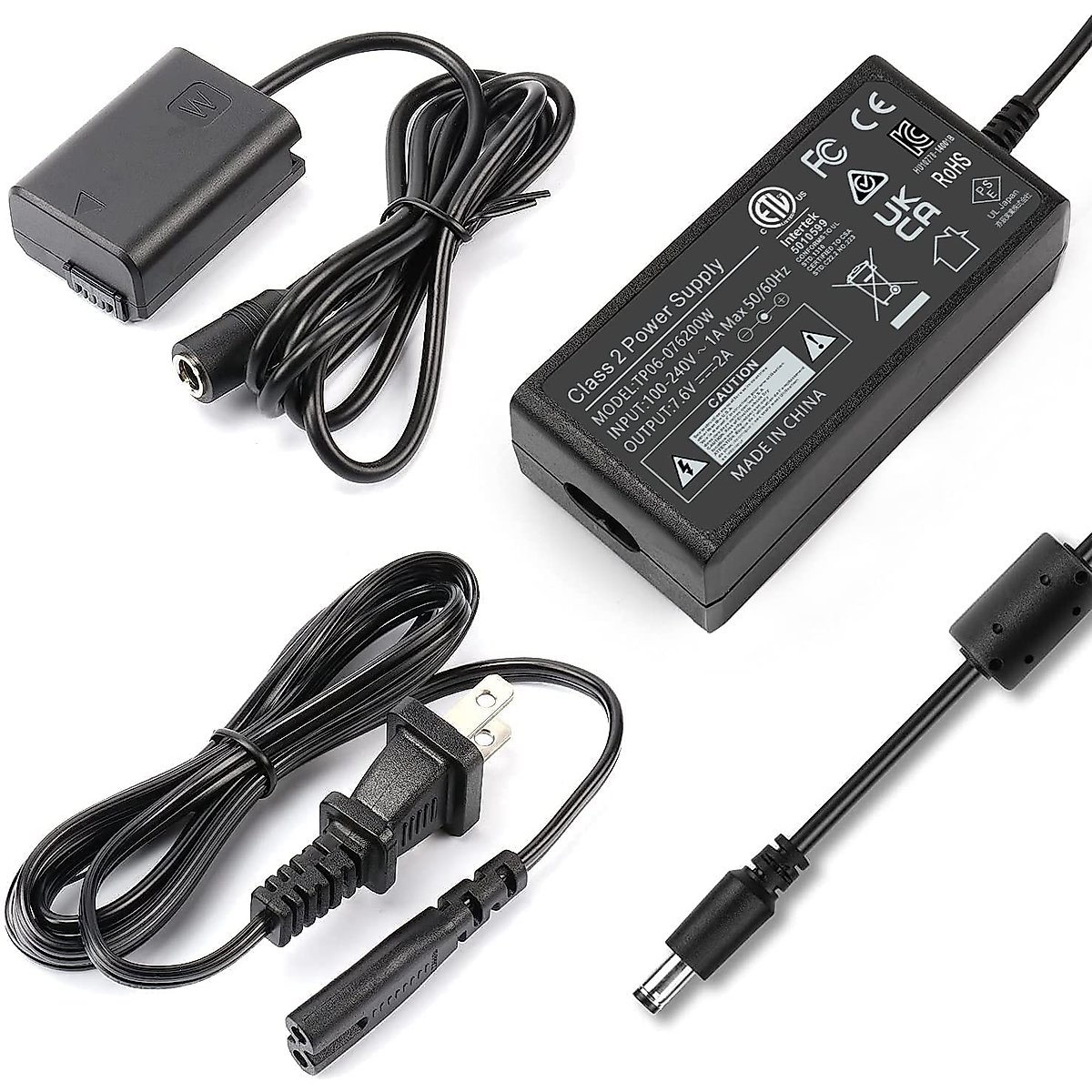 F1TP AC PW20 AC Power Supply Adapter NP-FW50 Dummy Battery Coupler kit for Sony Alpha A6500 A6400 A6300 A6100 A6000 A5100 A5000 A7II A7SII A7RII A7 A7S A7R RX10 II III IV NE ZV-E10 Cameras