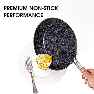 JEETEE Kitchen Pots and Pans Set Nonstick Granite Cookware Set Pans for Cooking w/Frying Pan, Saucepan, Cooking Pot, Oven Safe(Black, 15pcs Cookware Set)