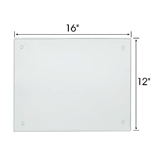 JAMBALAY Tempered Glass Cutting Board 12"x16" for Kitchen Dishwasher Safe with Rubber Feet, Scratch Resistant, Heat Resistant, Shatterproof