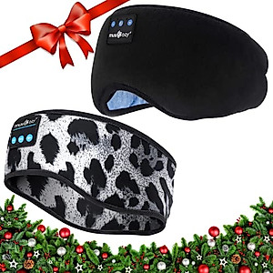 MUSICOZY Sleep Headphones Bluetooth Sports Headband, Wireless Music Sleeping Headphones Sleep Eye Mask Earbuds IPX6 Waterproof for Side Sleepers Workout Running Insomnia Travel Yoga Office, Pack of 2