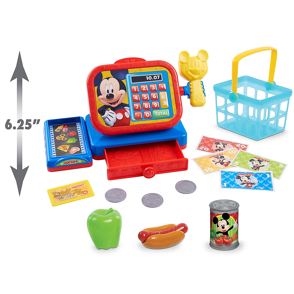 Disney Junior Mickey Mouse Realistic Sounds Toy Cash Register with Pretend Play Money, 14-pieces, Kids Toys for Ages 3 Up, Amazon Exclusive by Just Play
