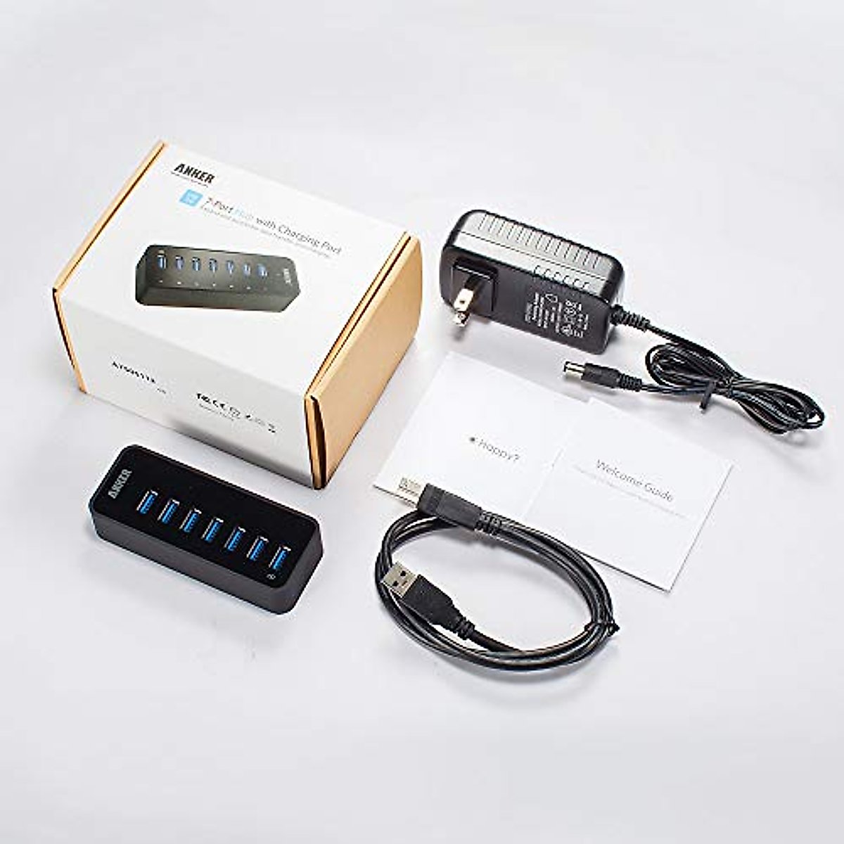 Anker 7-Port USB 3.0 Data Hub with 36W Power Adapter and BC 1.2 Charging Port for iPhone 7/6s Plus, iPad Air 2, Galaxy S Series, Note Series, Mac, PC, USB Flash Drives and More