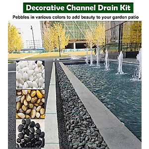 Blazea Garden Trench Drain System, Functional & Decorative Channel Drain Kit with Grate, Floor Drain Drainage Pipe for Bath/Garage/Yard(Size:20x25cm(7 7/8x9 7/8"))