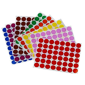 Royal Green Kids Colored Craft Stickers Colorful 5/8 inch 17mm - 1536 Pack - 8 Colors - 32 Sheets - Dot Labels for Children Fun, Games and Art