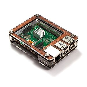 C4Labs Zebra Case for Raspberry Pi 3B+, 3, 2, 2B and B+ Heat Sinks and Power Cord Included-Wood