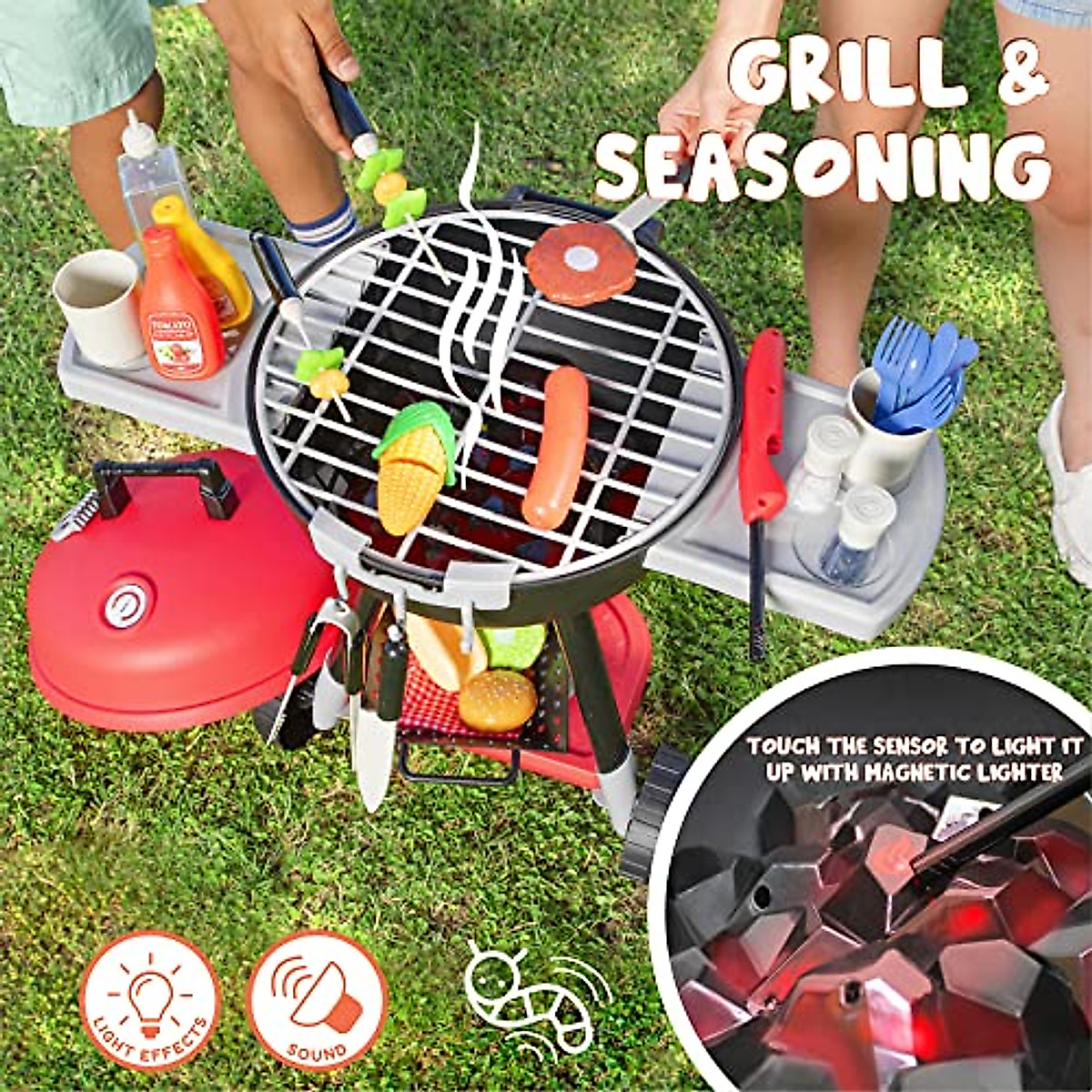 JOYIN 34 PCS Cooking Toy Set, Kitchen Toy Set, Toy BBQ Grill Set, Little Chef Play, Kids Grill Playset Interactive BBQ Toy Set for Kids