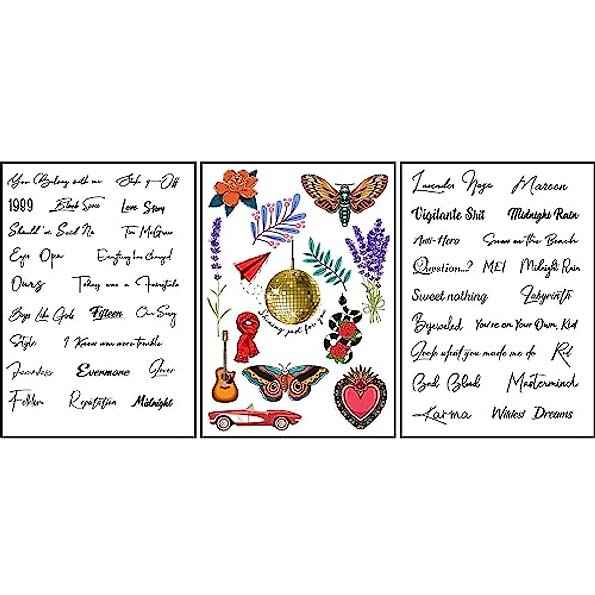 "13" Temporary Tattoo Tour Concert - Over 100 Tattoo Included - Lyrics, Songs - Removable Tattoo, Concert Outfit