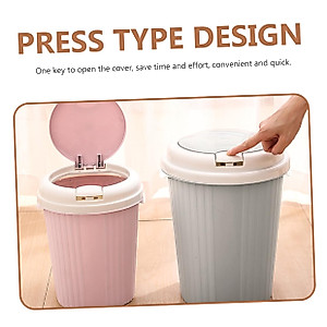 Cabilock Garbage can Rubbish Bins with lids Mini Desktop Trash bin Kitchen Waste Bins Garbage Container Plastic Garbage Bins Retro Waste Bin Spring Trash can Office Laundry Basket pp Indoor