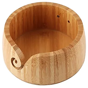 ZJchao Yarn Bowl Natural Handmade Crafted Wooden Yarn Bowl with Removable Lid for Knitting and Crocheting, for Mom and Grandmother