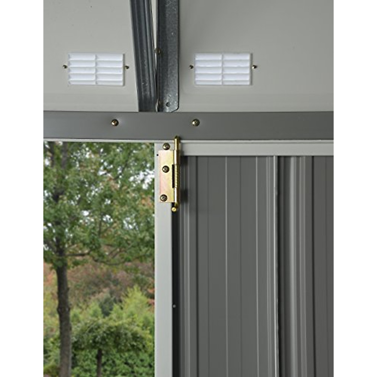 Arrow 10' x 8' EZEE Shed Charcoal with Cream Trim Extra High Gable Steel Storage Shed