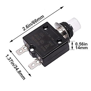 smseace 30Amp Electric Button Breaker 125/250VAC,Thermal Overload Protector L1 Series with Manual Reset, Waterproof Button Cap L1-30A