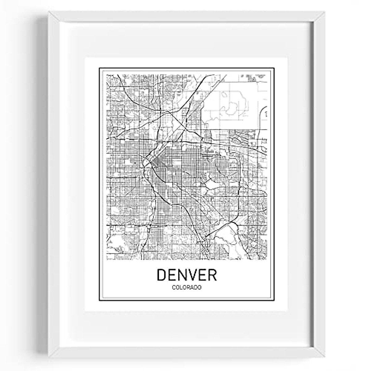 Denver Map Print Denver Map Art Colorado Print City Maps Map Print Map Art Print Black and White Map Wall Art Map Art Modern City Art Scandinavian Poster City Map Poster 8x10