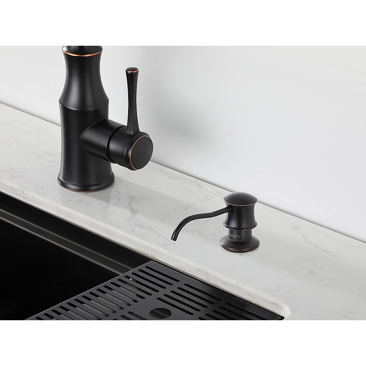 AguaStella AS94ORB Oil Rubbed Bronze Pull Down Kitchen Faucet and ASF42ORB Oil Rubbed Bronze Built in Soap Dispenser Combination
